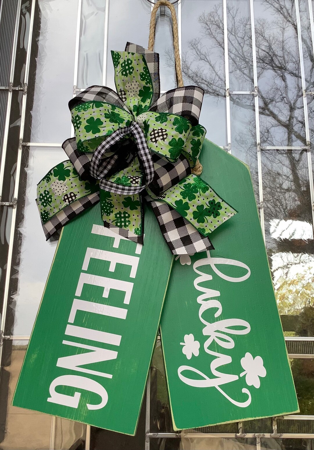 Feeling Lucky , Large Wooden Door Tag, Door Hanger, Farmhouse, St ...