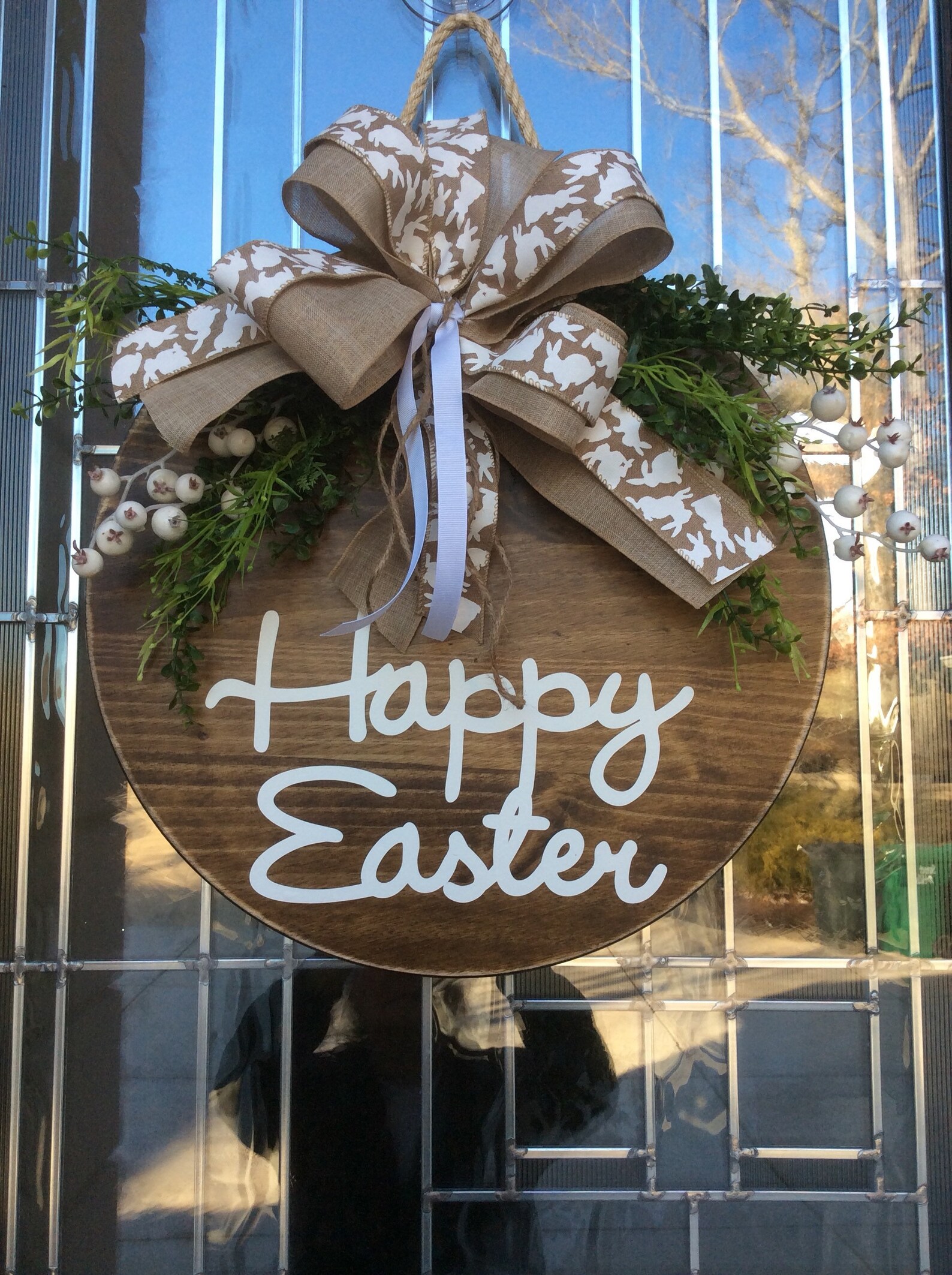 Door Decoration Happy Easter Round Front Door Sign Wood | Etsy