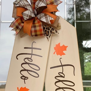 Hello Fall, Large Wooden Door Tag, Door Hanger, Farmhouse, Fall Wreath ...