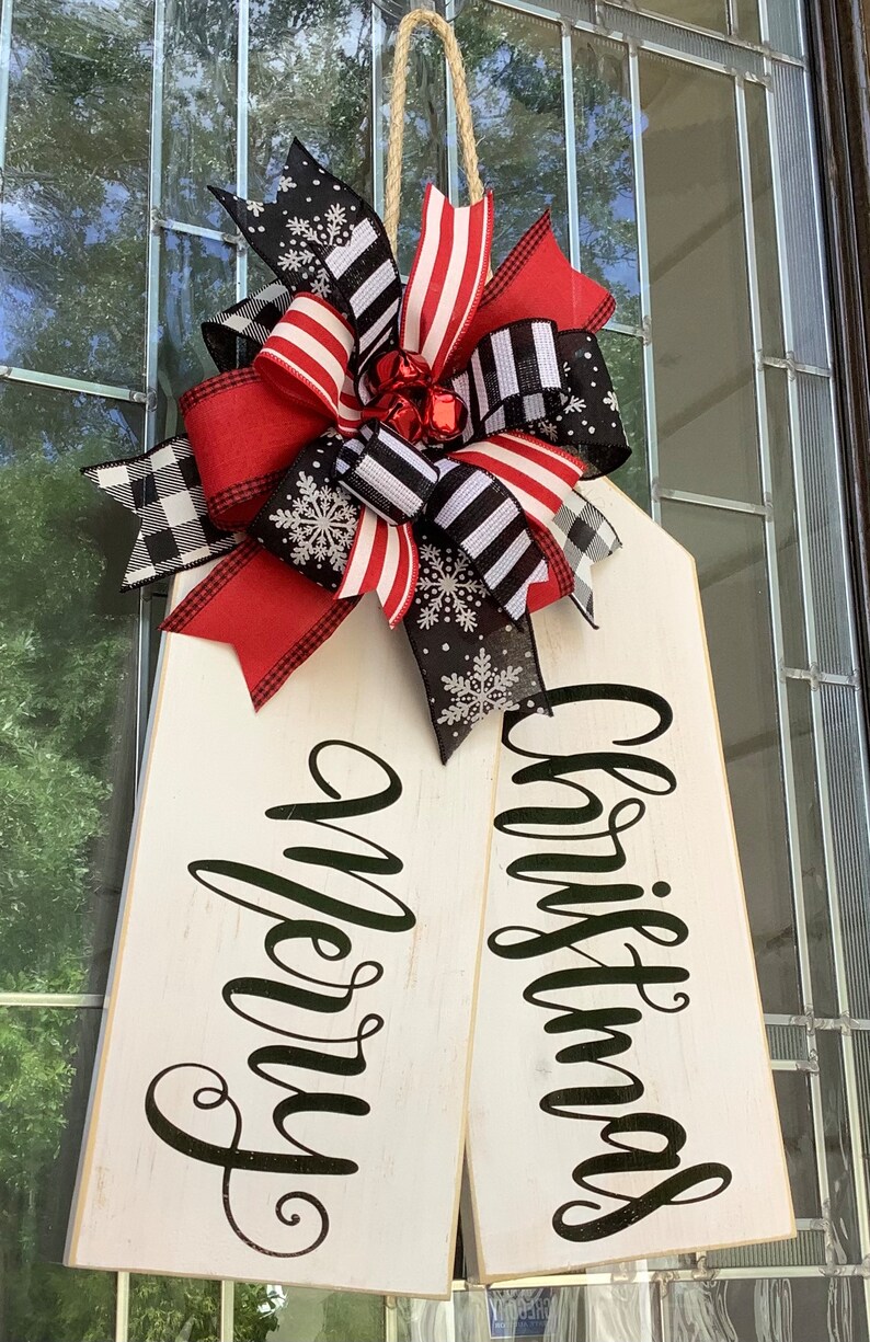 Merry Christmas Large Wooden Door Tag Door Hanger - Etsy