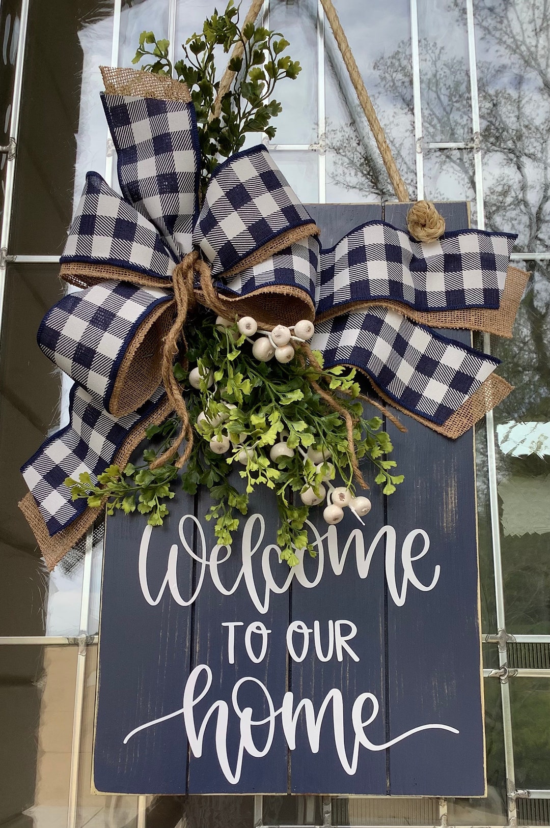 Welcome to Our Home, Large Wooden Door Sign, Door Hanger, Farmhouse ...