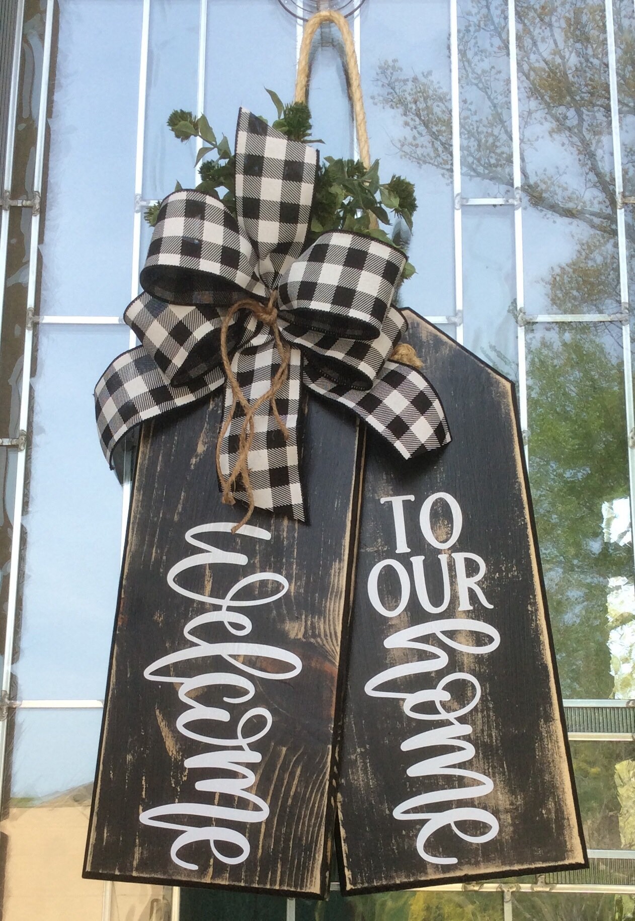 Welcome to Our Home Large Wooden Door Tag Door Hanger | Etsy