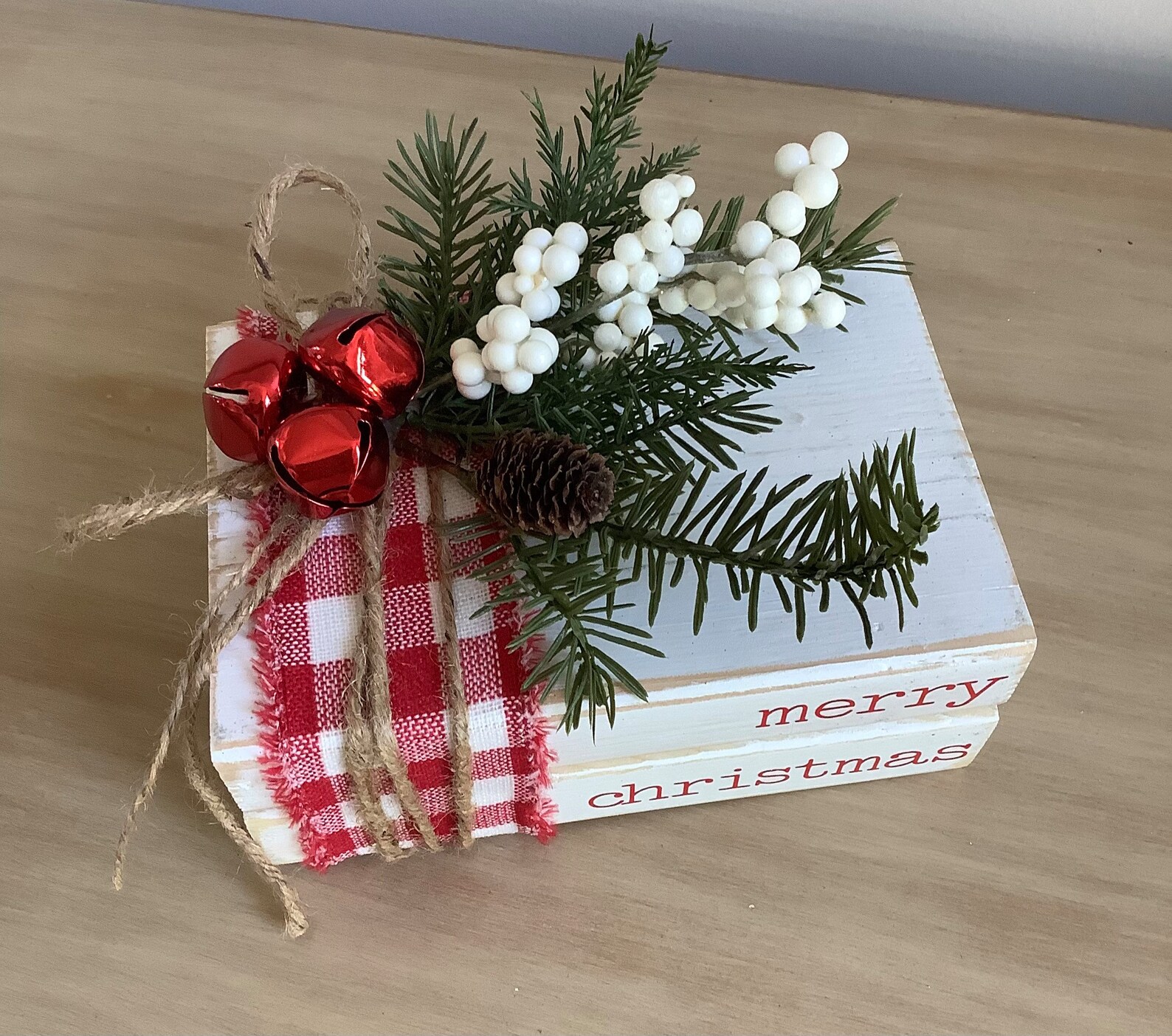 Farmhouse Book Stack farmhouse Wooden Decoration Merry - Etsy