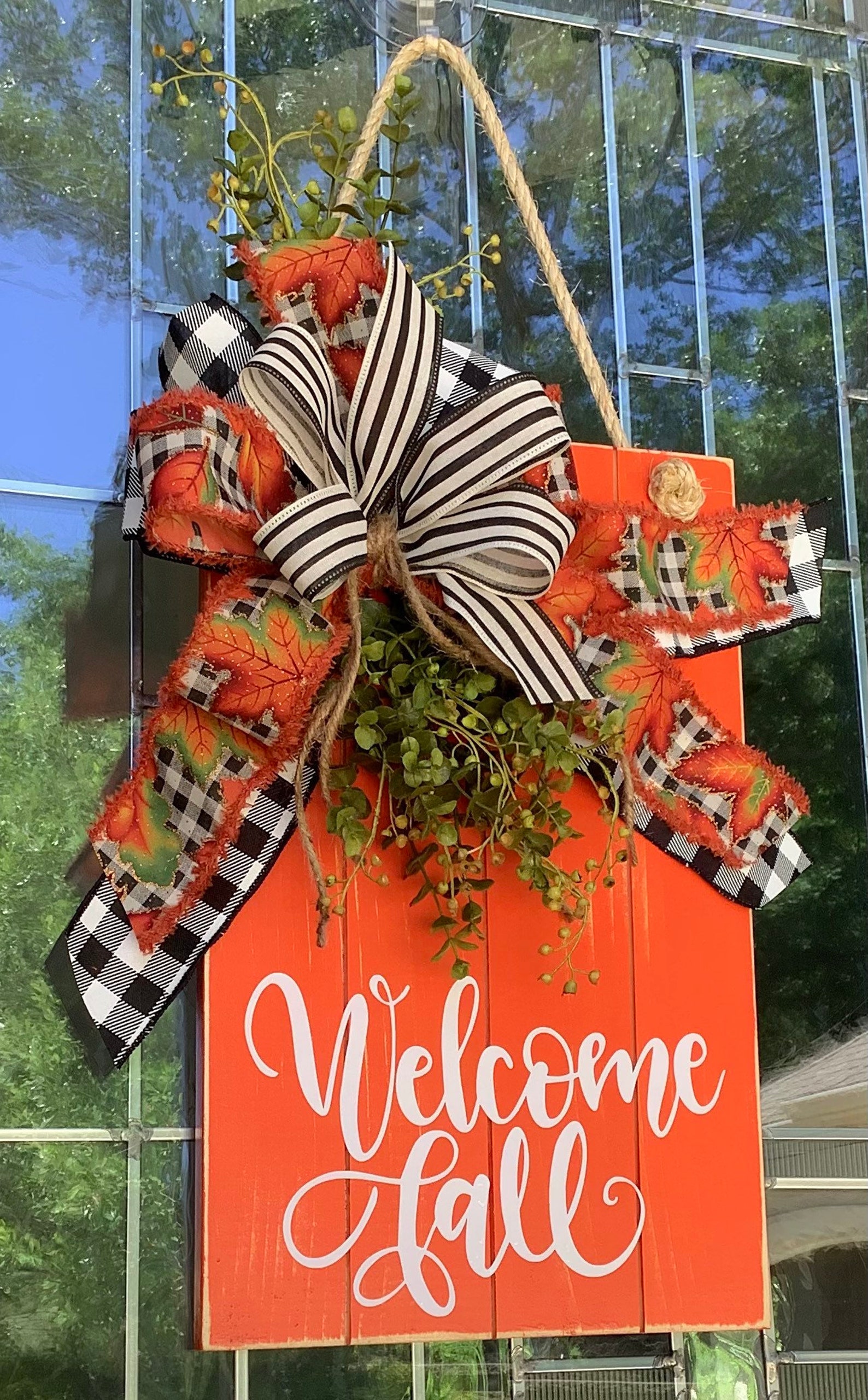 Welcome Fall Large Wooden Door Sign Door Hanger Farmhouse - Etsy
