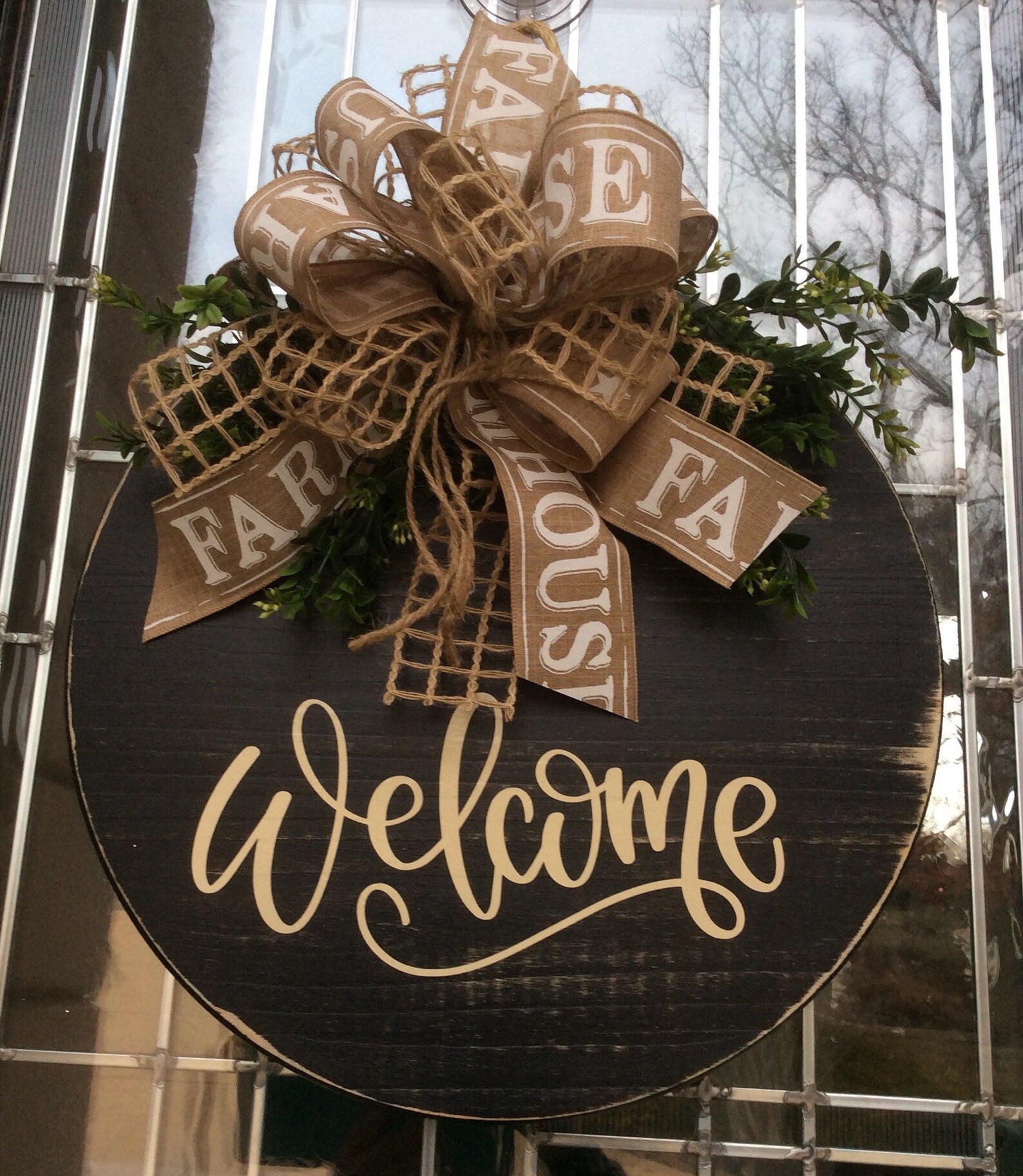 Door Decoration Welcome Round Front Door Sign Wood Sign - Etsy