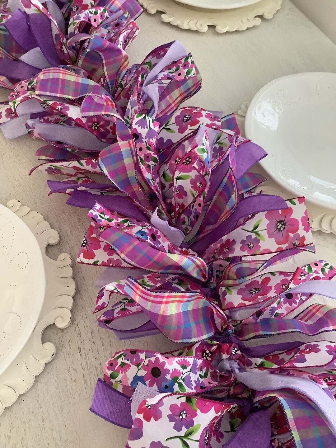 4 Foot Spring Rag Tie Garland, Home Decor, Farmhouses Rag Tie Garland ...