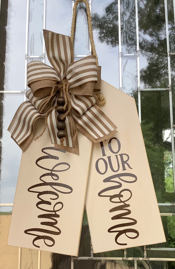 Welcome to Our Home Large Wooden Door Tags Door Hanger - Etsy