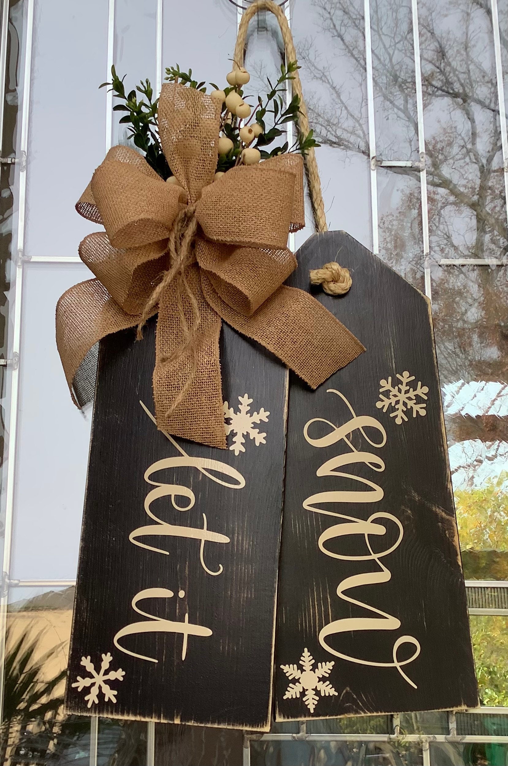 Let It Snow Large Wooden Door Tag Door Hanger Farmhouse - Etsy