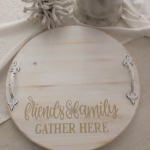 Round Wooden Farmhouse Tray, Great Housewarming Gift, Rustic Tray 18 ...