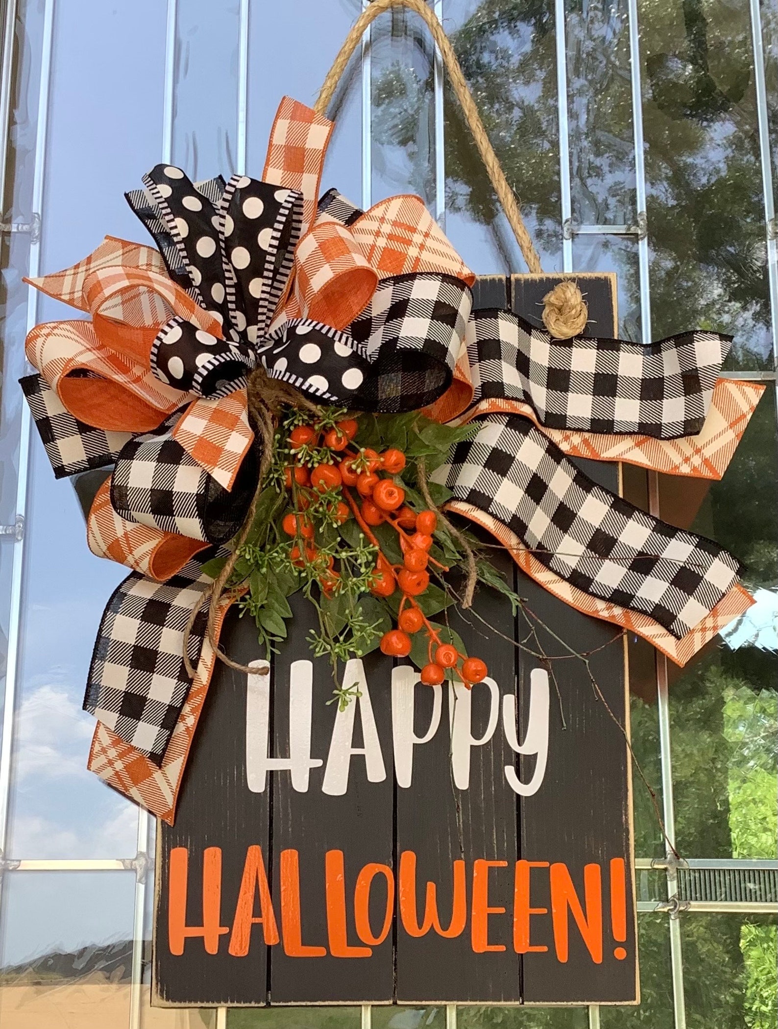 Happy Halloween, Large Wooden Door Sign, Halloween Door Hanger ...