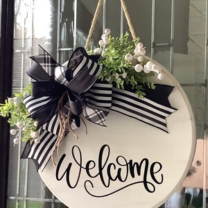 Door Decoration, Welcome , Round Front Door Sign, Wood Sign, Door ...