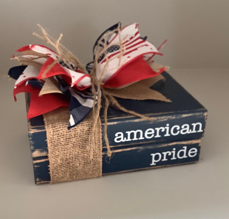 Farmhouse Book Stack Farmhouse Wooden Decoration American - Etsy