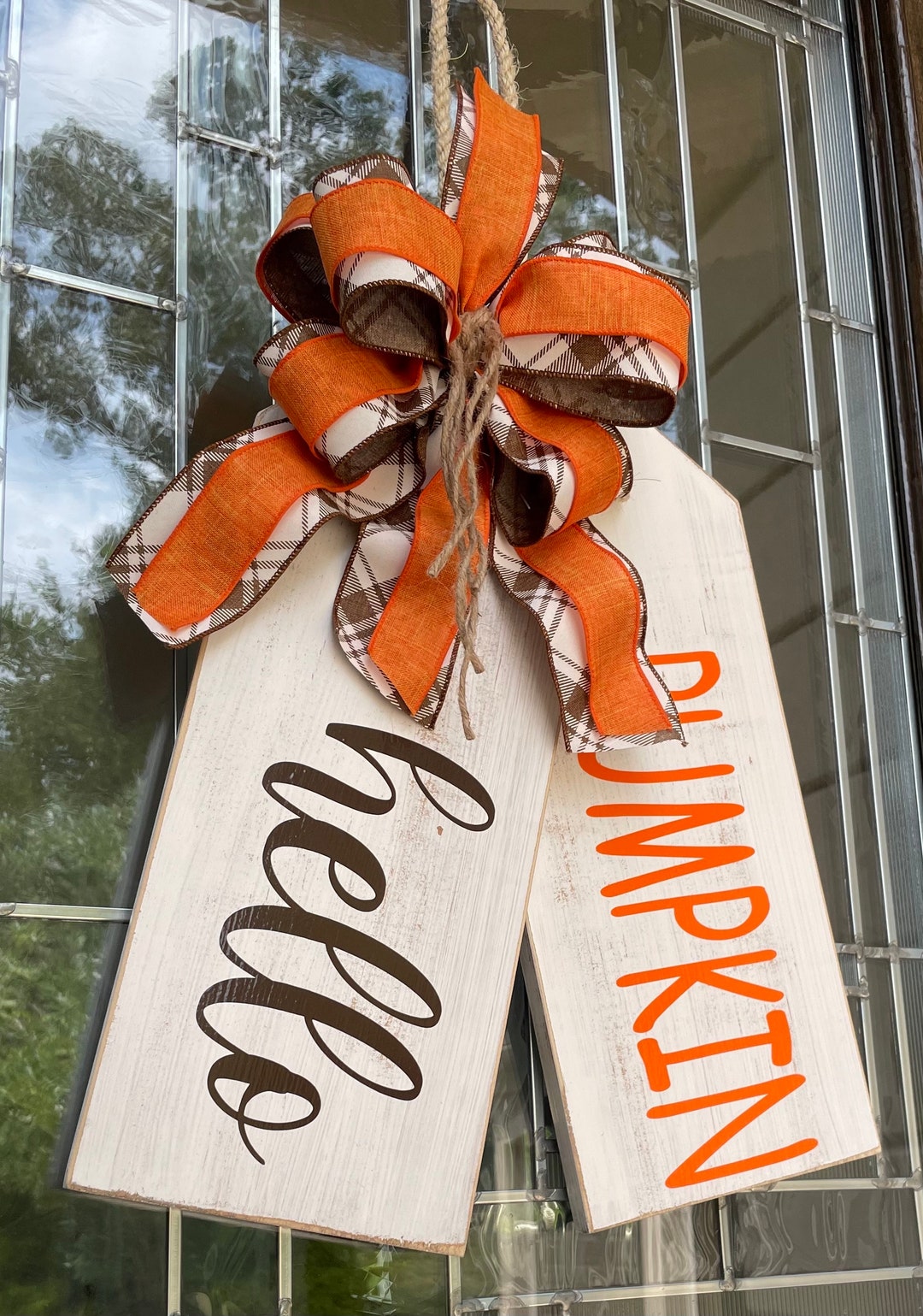 Hello Pumpkin , Large Wooden Door Tag, Door Hanger, Farmhouse, Fall ...