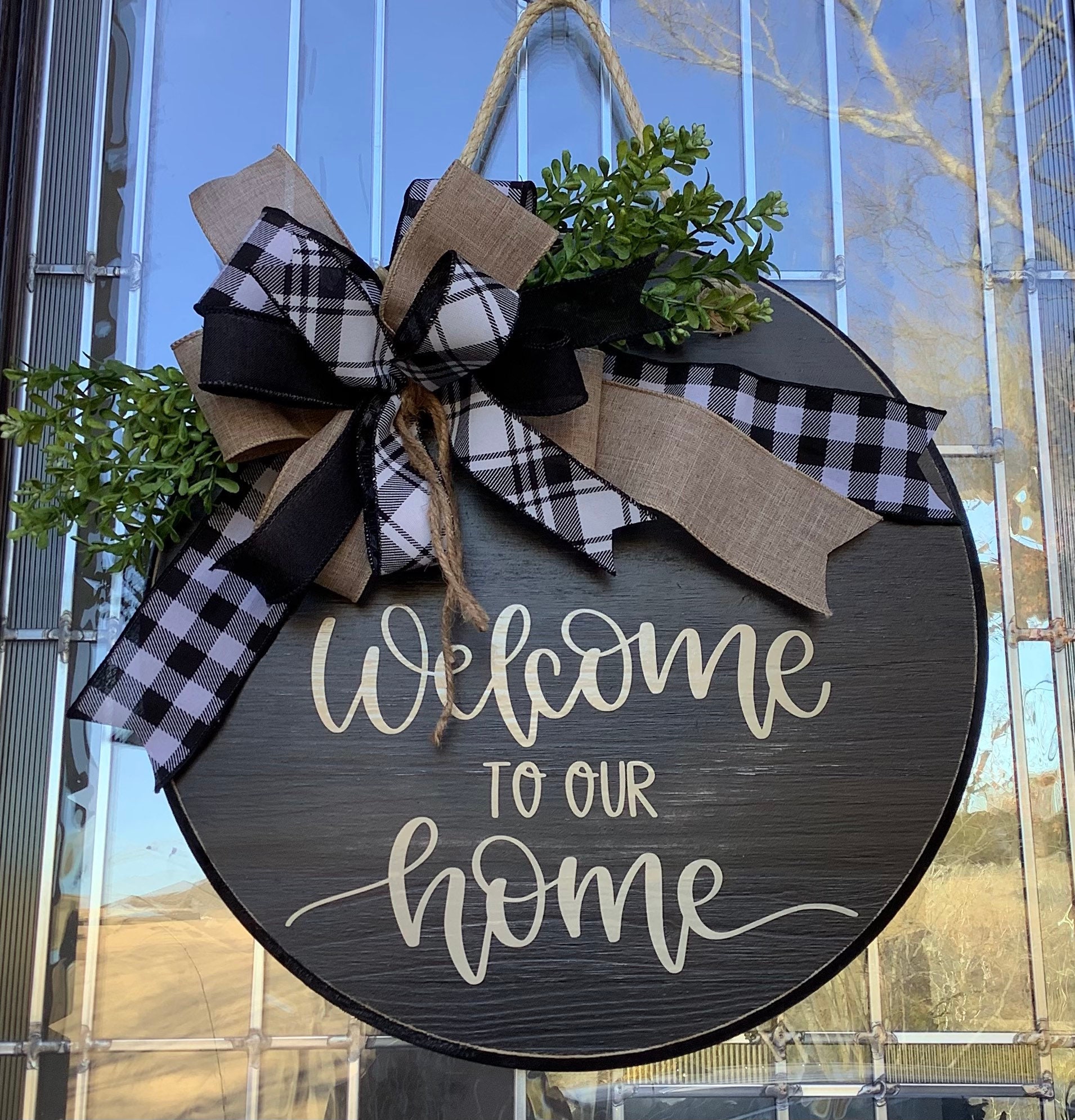 Door Decoration Welcome to Our Home Round Front Door Sign | Etsy