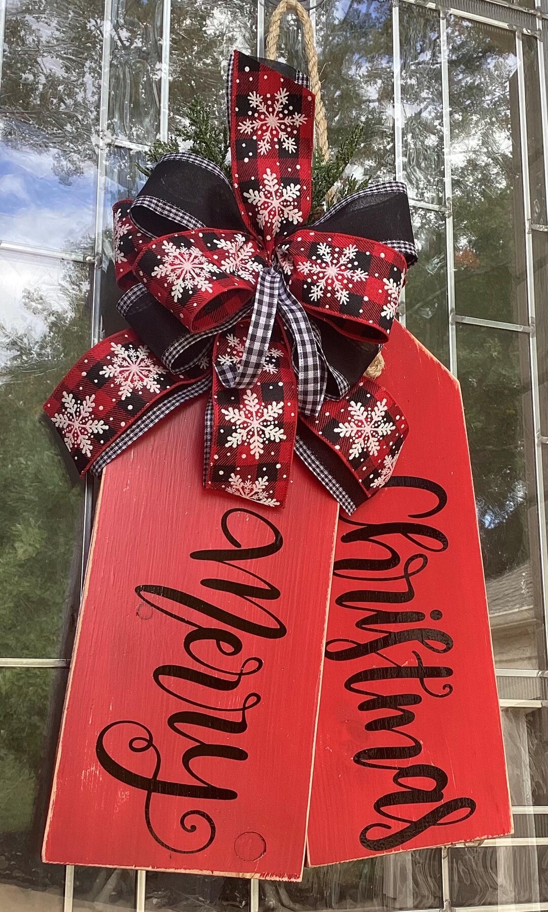Merry Christmas, Large Wooden Door Tag, Door Hanger, Farmhouse ...