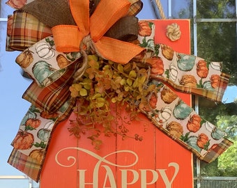 Happy Fall, Large Wooden Door Sign, Door Hanger, Farmhouse, Door Decor ...
