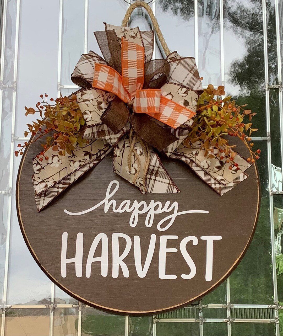 Fall Front Door Decor, Happy Harvest , Wooden Wreath, Door Hanger, Home ...
