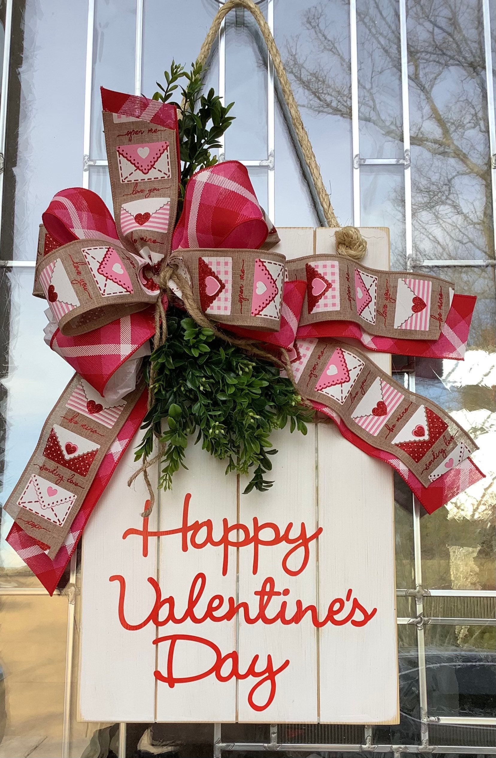 Happy Valentines Day Large Wooden Door Sign Door Hanger - Etsy