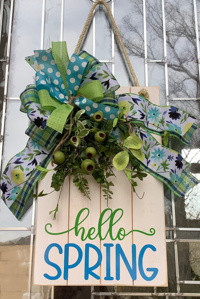 Hello Spring Large Wooden Spring Door Sign Door Hanger - Etsy