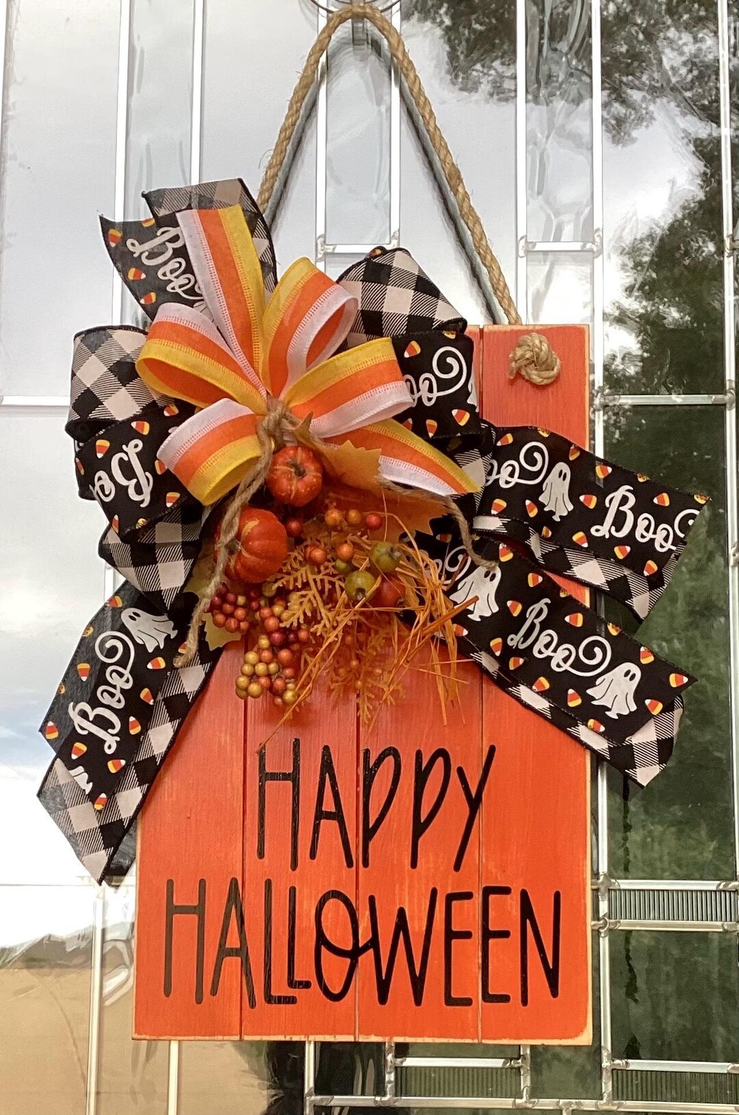 Happy Halloween, Large Wooden Door Sign, Halloween Door Hanger ...