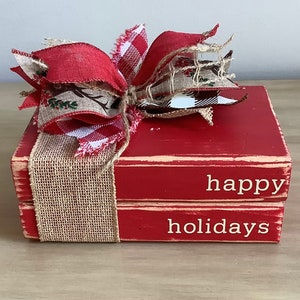 Farmhouse Book Stack ,farmhouse Wooden Decoration, Happy Holidays ...