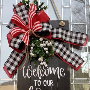 Welcome, Large Wooden Door Sign, Door Hanger, Farmhouse, Door Decor ...