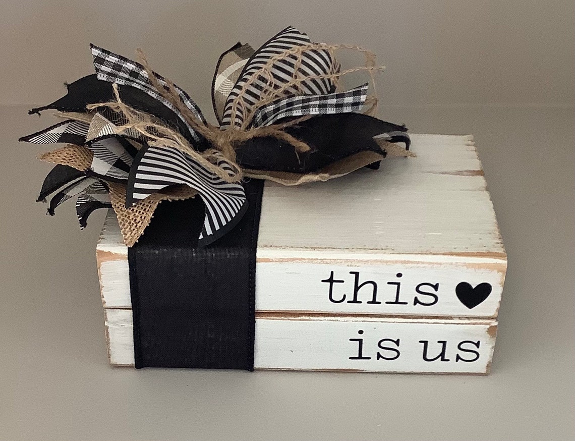 Farmhouse Book Stack farmhouse Wooden Decoration This is Us - Etsy