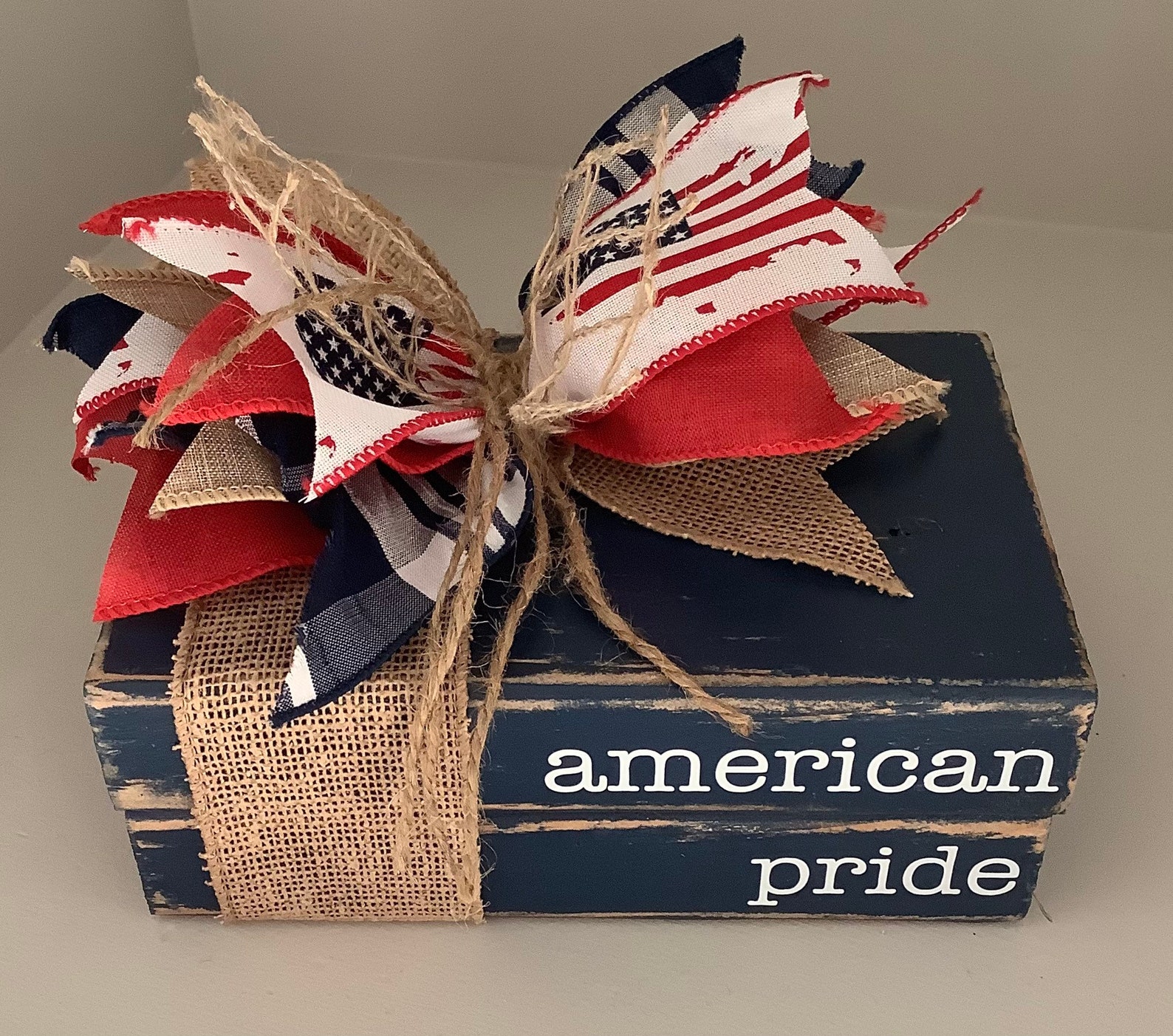 Farmhouse Book Stack Farmhouse Wooden Decoration American | Etsy