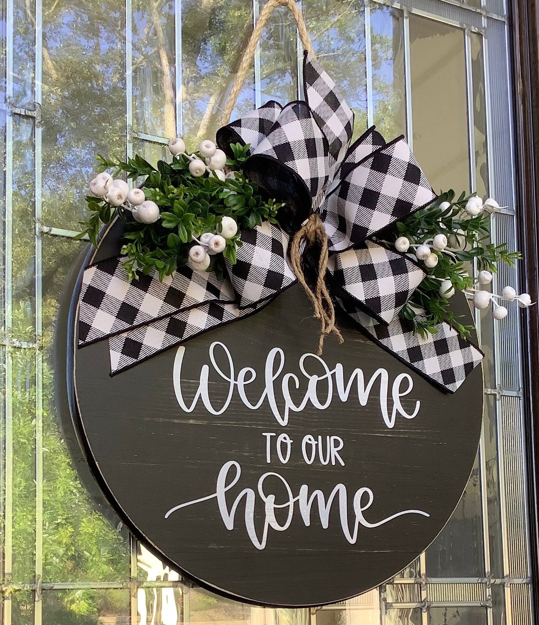 Door Decoration, Welcome to Our Home , Round Front Door Sign, Wood Sign ...