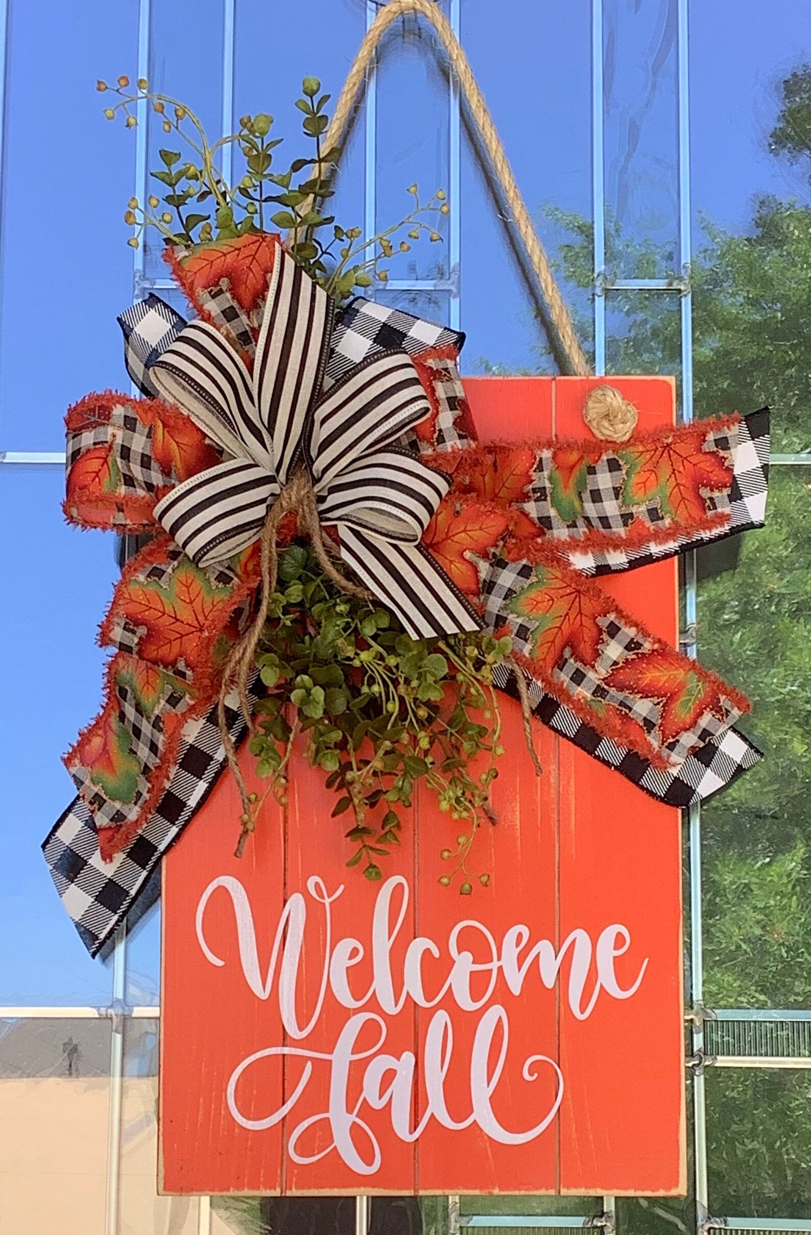 Welcome Fall Large Wooden Door Sign Door Hanger Farmhouse - Etsy