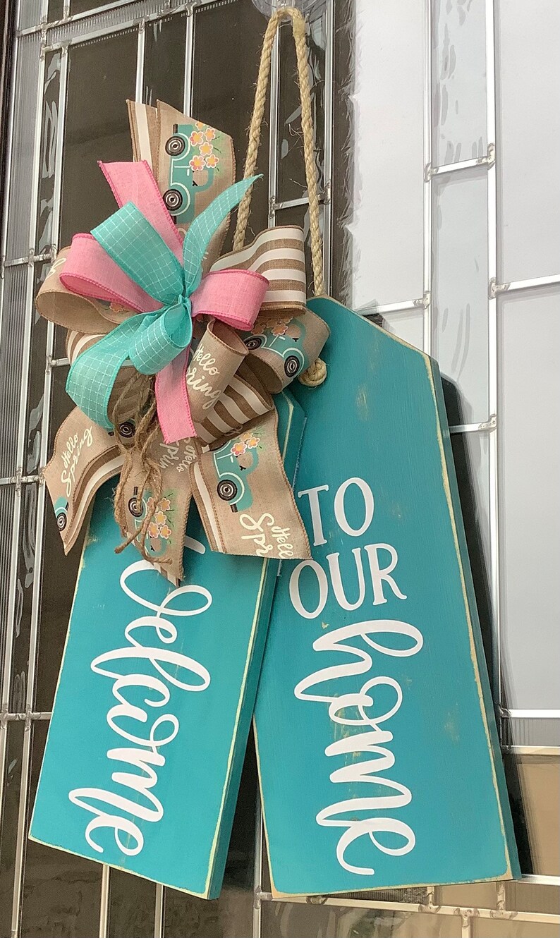 Welcome to Our Home Large Wooden Spring Door Tags Door - Etsy