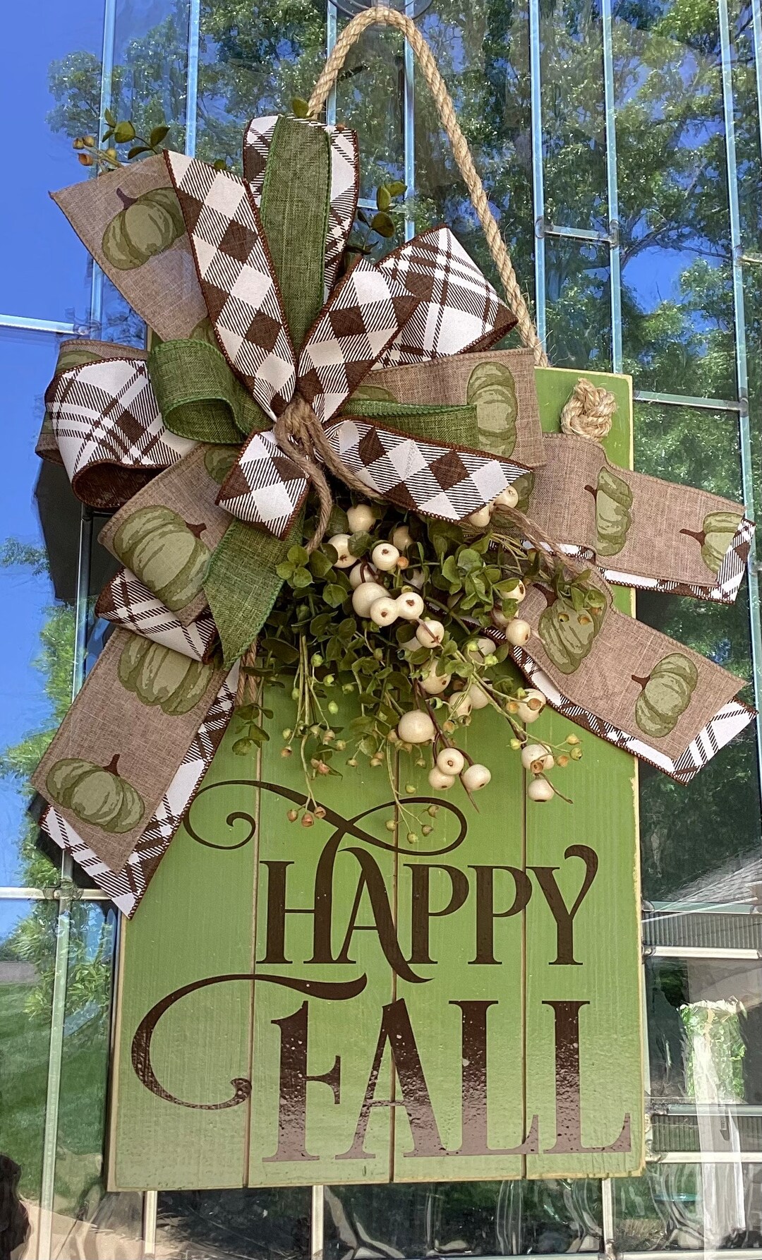 Happy Fall, Large Wooden Door Sign, Door Hanger, Farmhouse, Door Decor ...