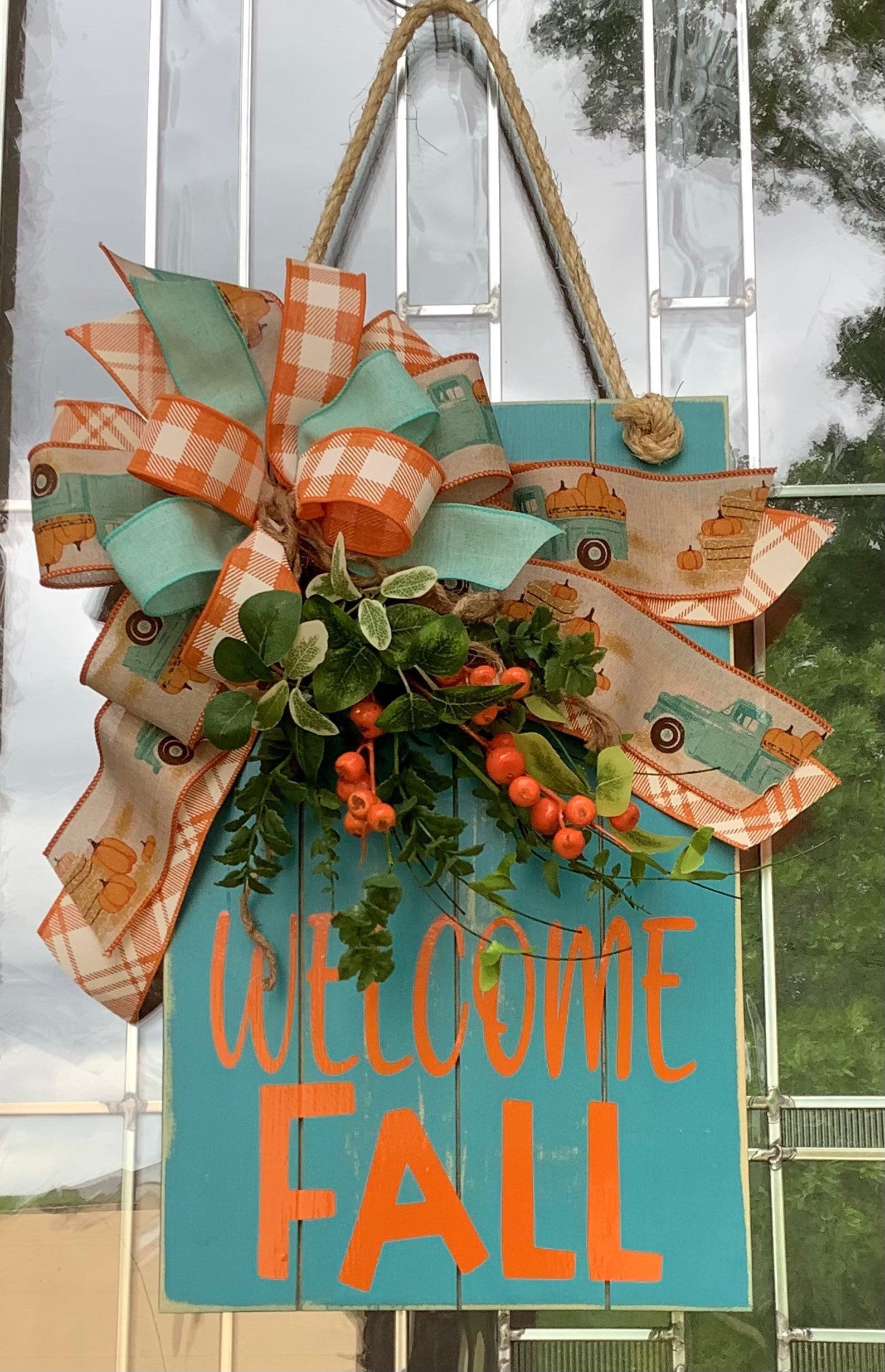 Welcome Fall Large Wooden Door Sign Door Hanger Farmhouse - Etsy