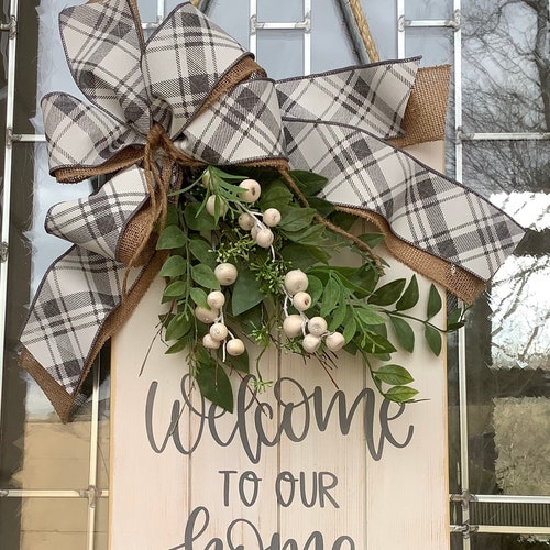 Welcome Large Wooden Door Sign Door Hanger Farmhouse Door - Etsy