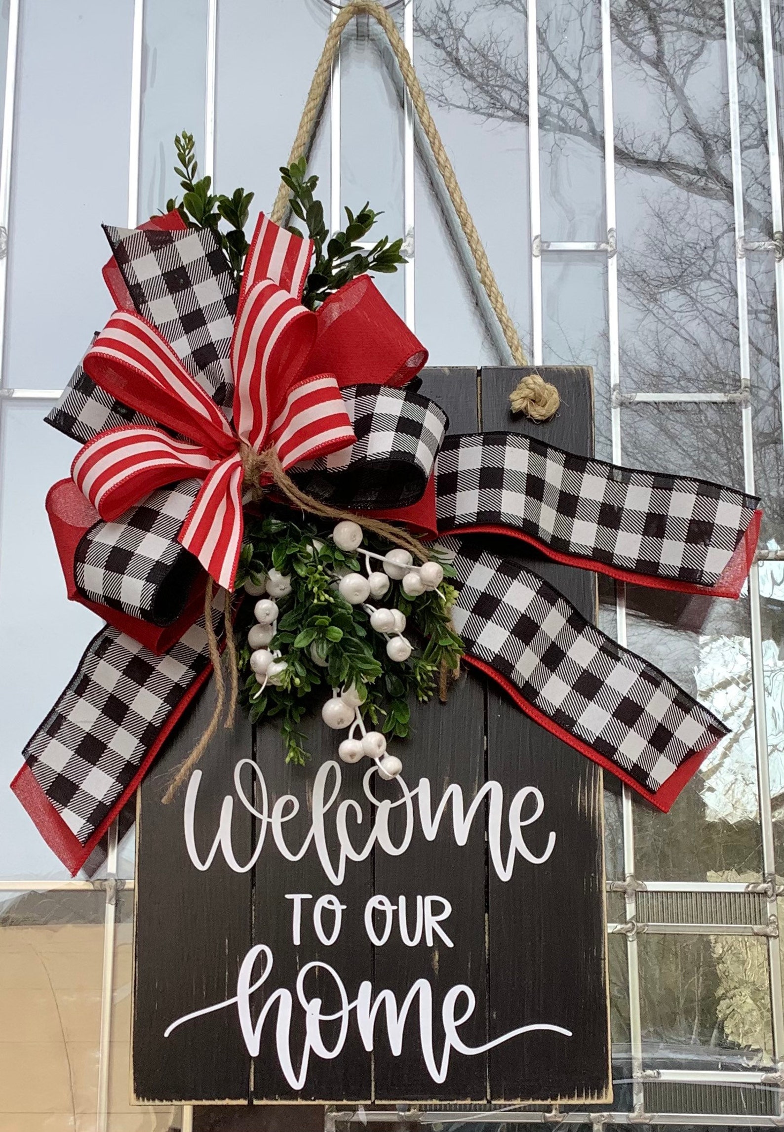 Welcome, Large Wooden Door Sign, Door Hanger, Farmhouse, Door Decor ...