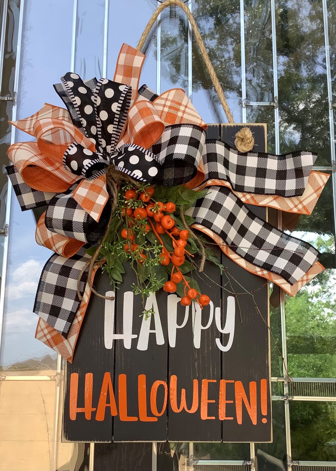 Happy Halloween, Large Wooden Door Sign, Halloween Door Hanger ...