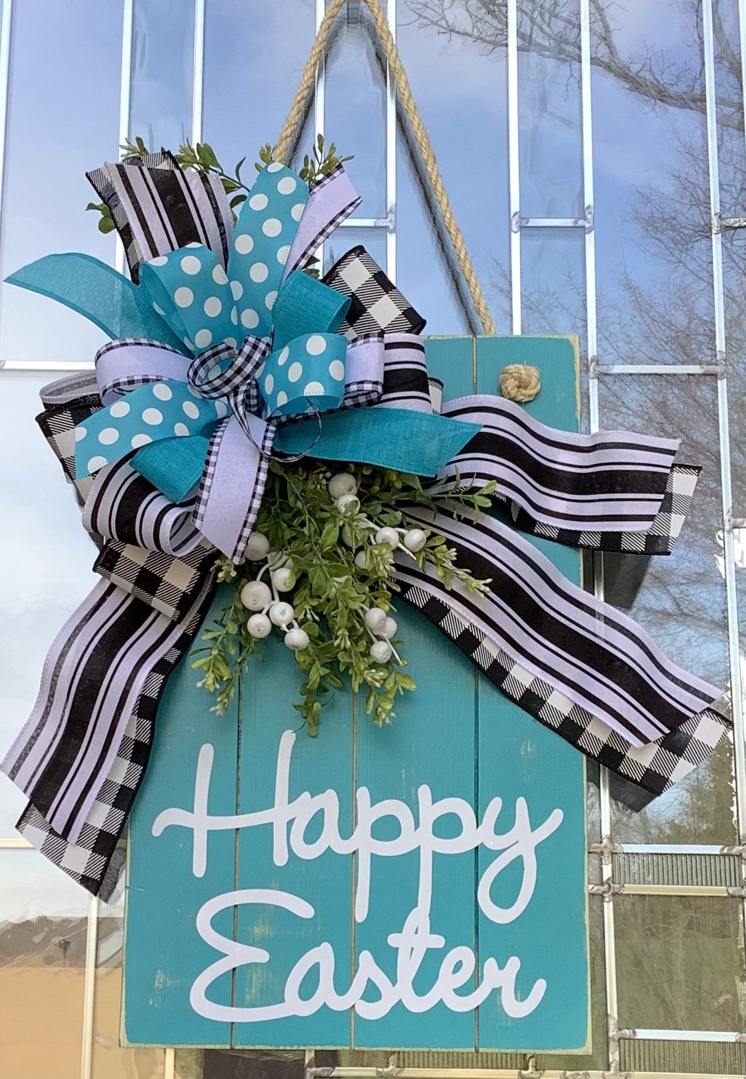 Happy Easter, Large Wooden Door Sign, Easter Door Hanger, Farmhouse ...