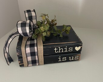 Farmhouse Book Stack Farmhouse Wooden Decoration American | Etsy