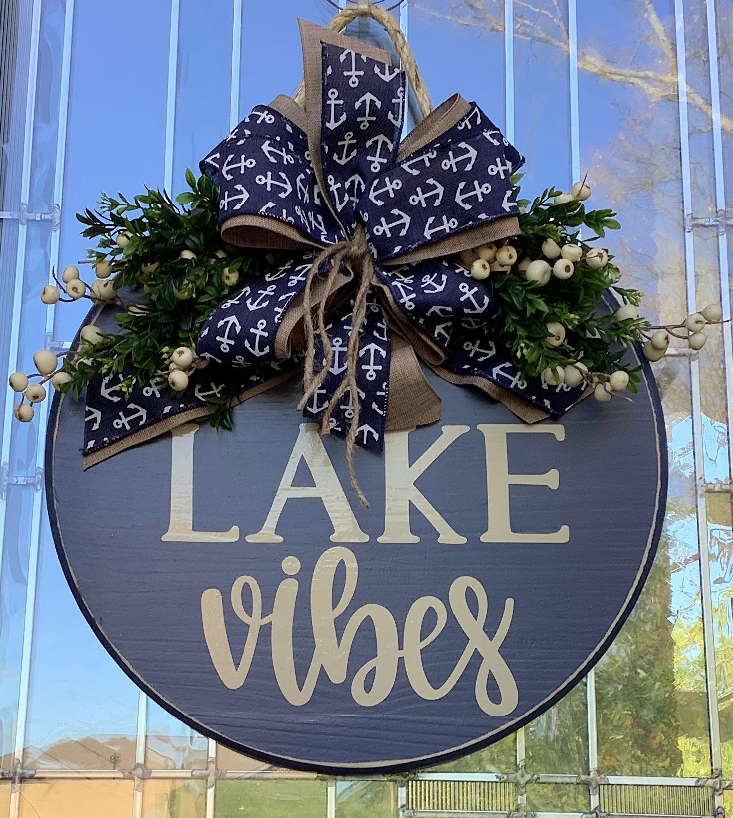Door Decoration Lake Vibes Round Front Door Sign Wood Sign - Etsy