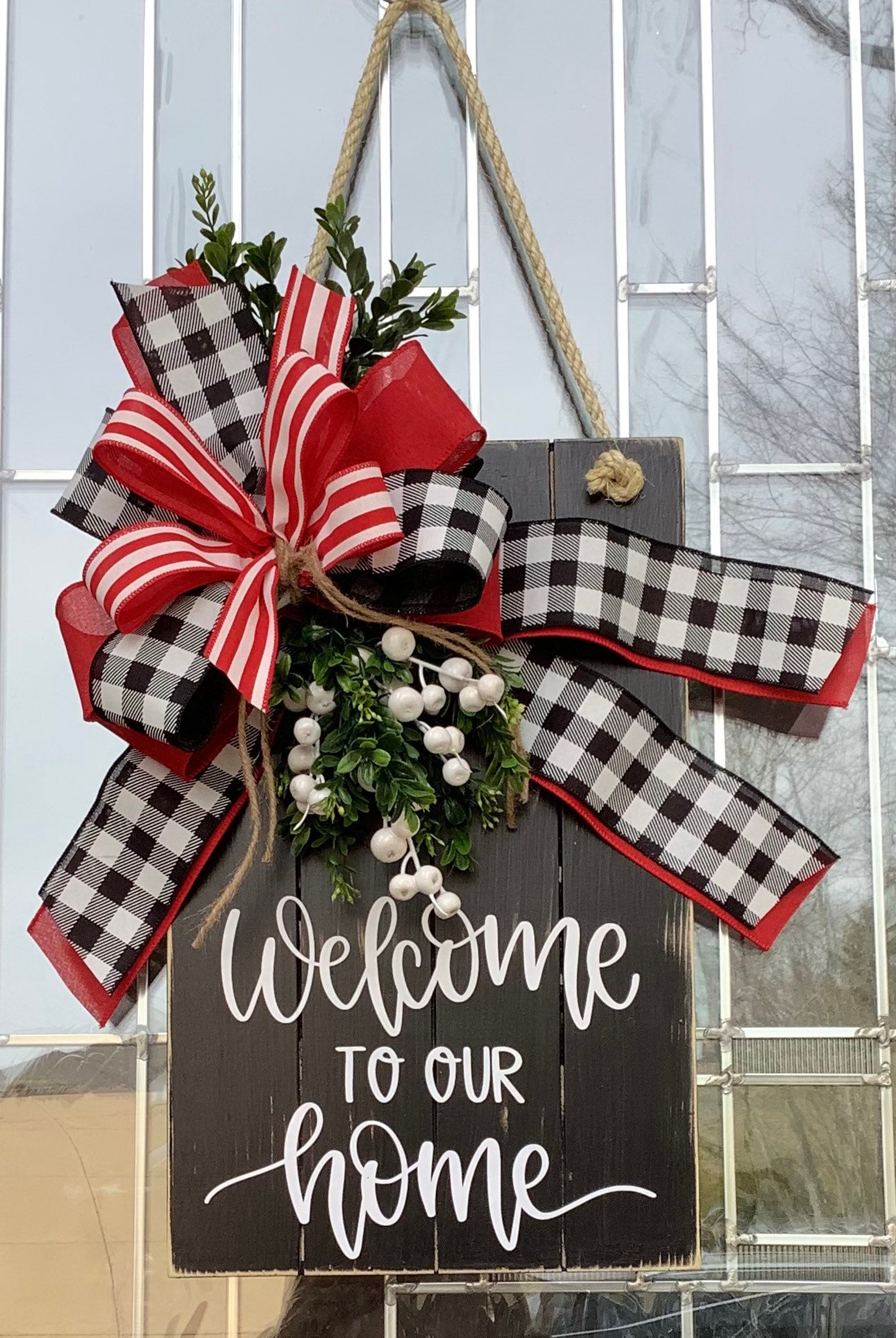 Welcome, Large Wooden Door Sign, Door Hanger, Farmhouse, Door Decor ...