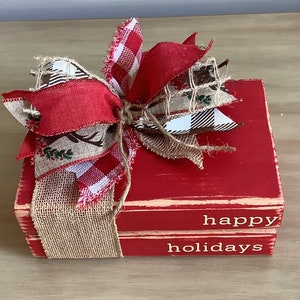 Farmhouse Book Stack ,farmhouse Wooden Decoration, Happy Holidays ...