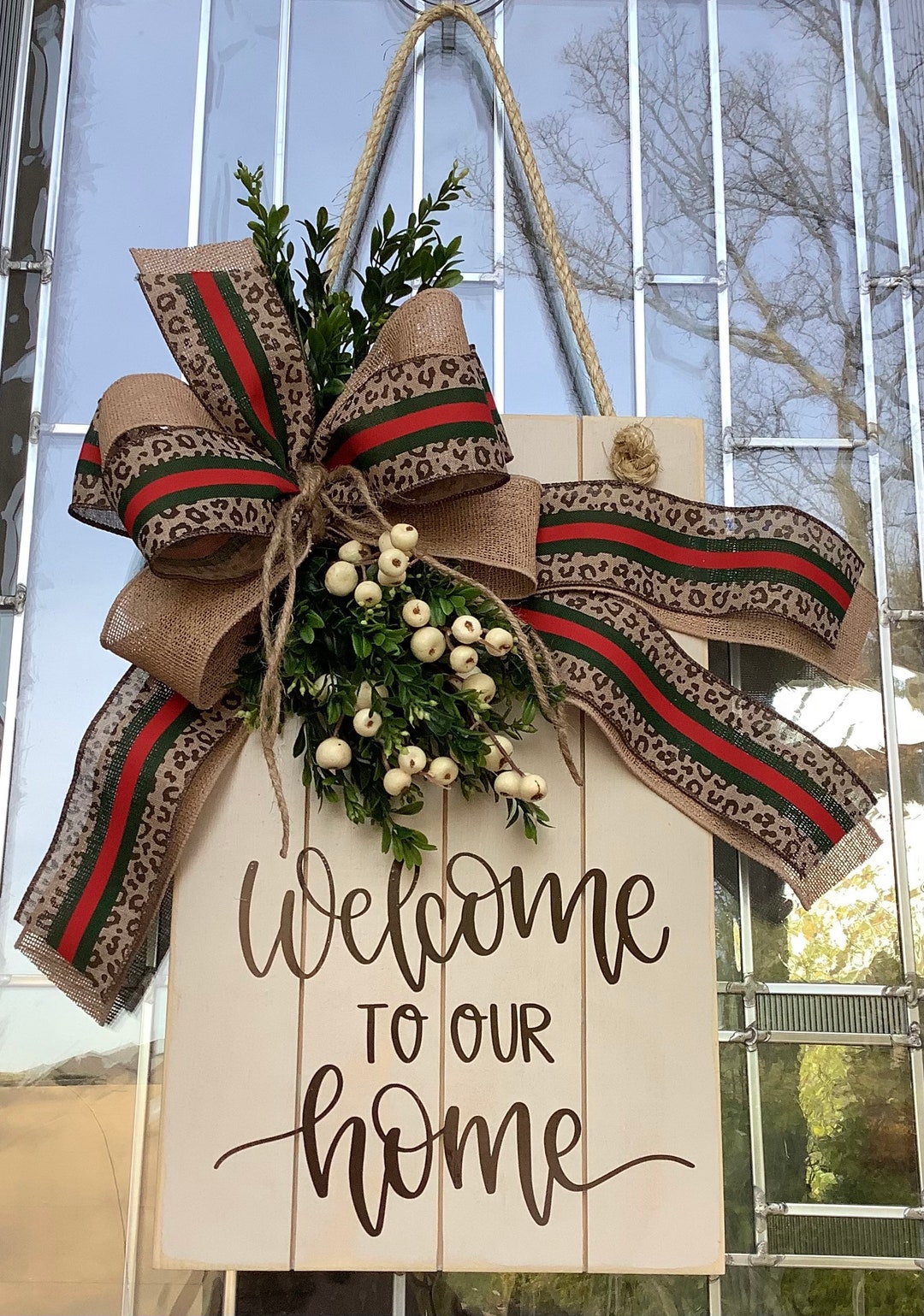 Welcome to Our Home, Large Wooden Door Sign, Door Hanger, Farmhouse ...