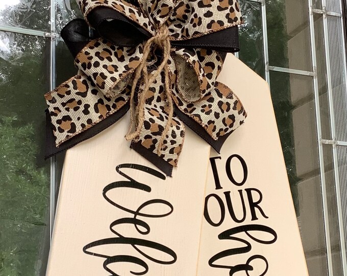 Welcome to Our Home, Large Wooden Door Tag, Door Hanger, Farmhouse ...