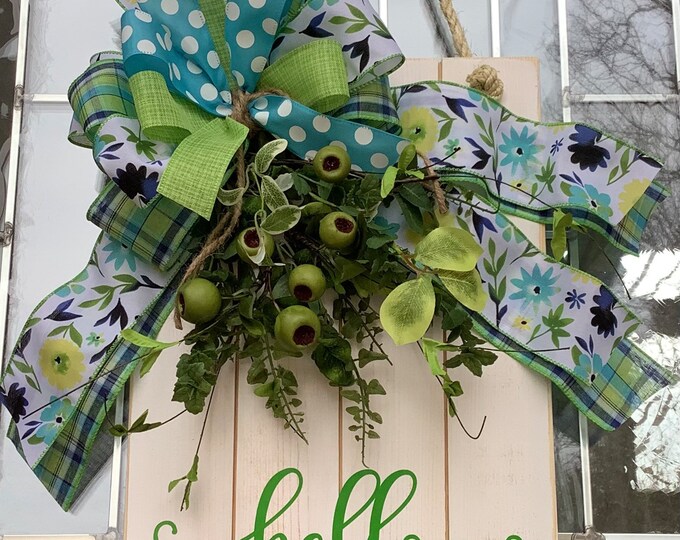 Hello Spring, Large Wooden Spring Door Sign, Door Hanger, Spring Wreath ...