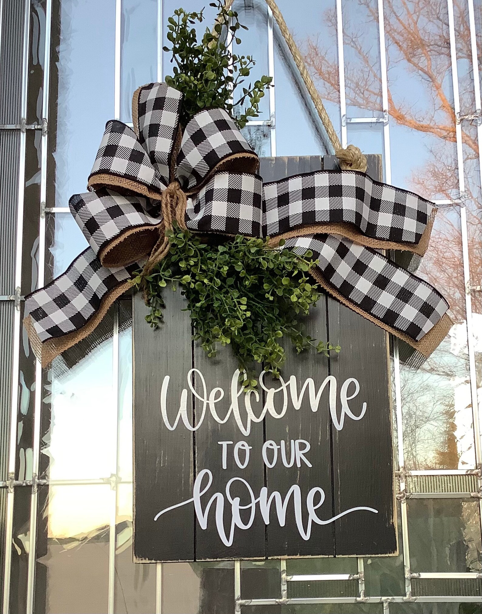 Welcome Large Wooden Door Sign Door Hanger Farmhouse Door - Etsy