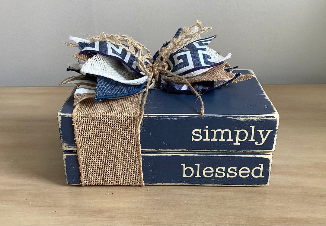 Farmhouse Book Stack Farmhouse Wooden Decoration Simply - Etsy