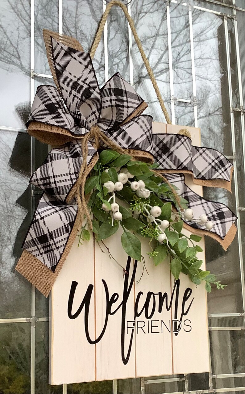 Welcome Friends Large Wooden Door Sign Door Hanger - Etsy