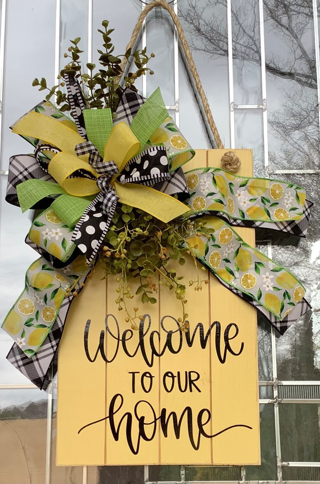 Welcome to Our Home, Large Wooden Door Sign, Door Hanger, Farmhouse ...