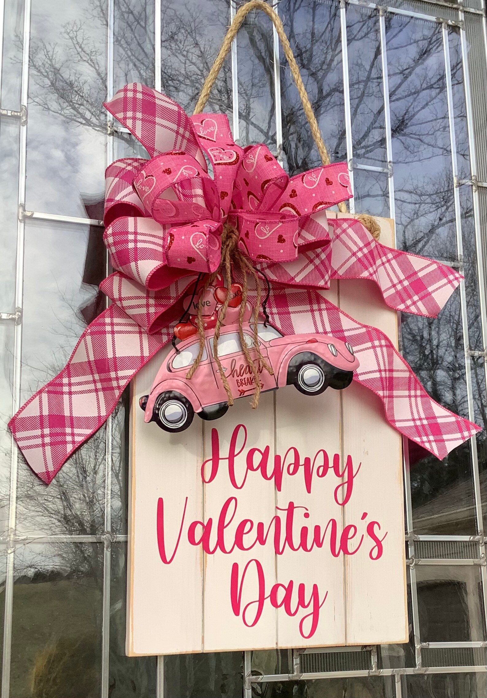 Happy Valentines Day Large Wooden Door Sign Door Hanger | Etsy