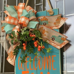 Welcome Fall Large Wooden Door Sign Door Hanger Farmhouse - Etsy